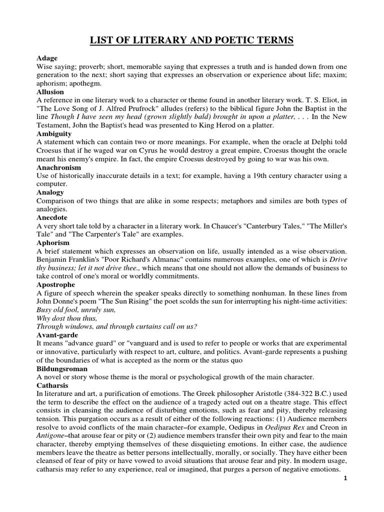 Poetic and Literary Terms Explained | PDF | Irony | Sonnets