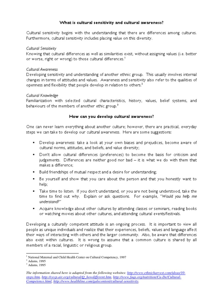 Cultural Sensitivity Awareness PDF | PDF | Value (Ethics) | Awareness Cultural Sensitivity Awareness PDF | PDF | Value (Ethics) | Awareness