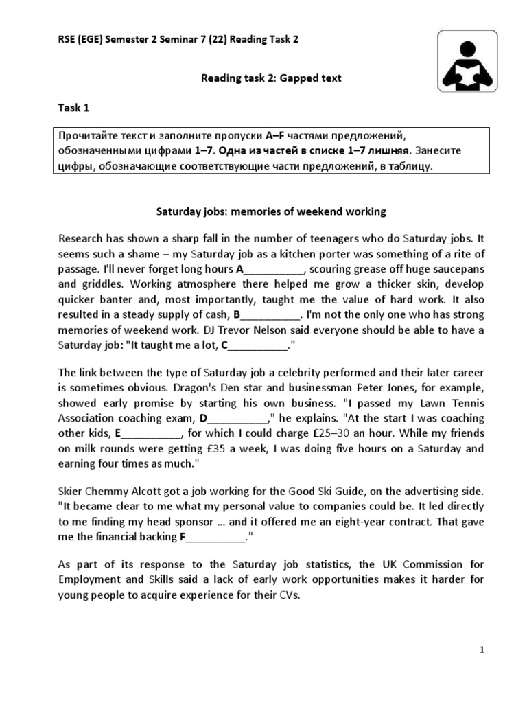 Reading Task 2: Gapped Text Task 1 | PDF | Zoo | Teachers
