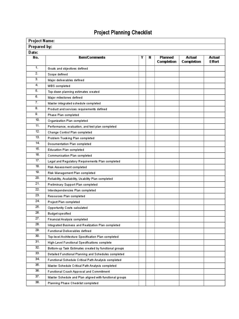 Ensuring Project Success: A Comprehensive Project Planning Checklist | PDF