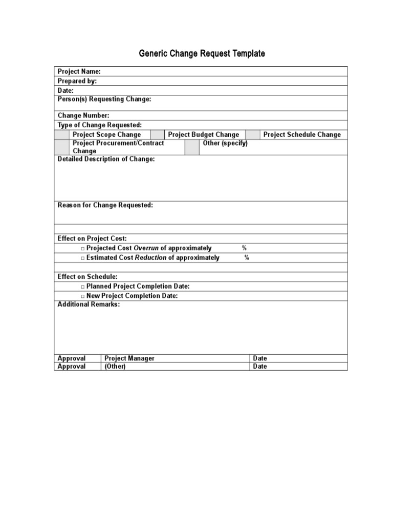 Generic Change Request Template | PDF