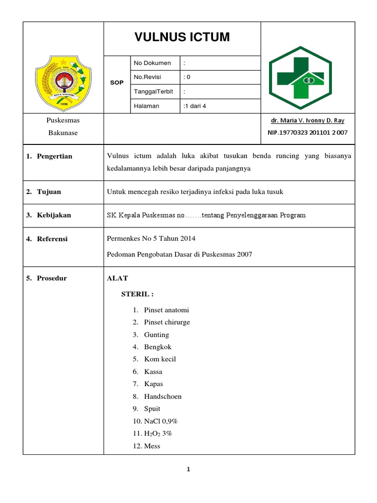 SOP Penanganan Vulnus Ictum | PDF