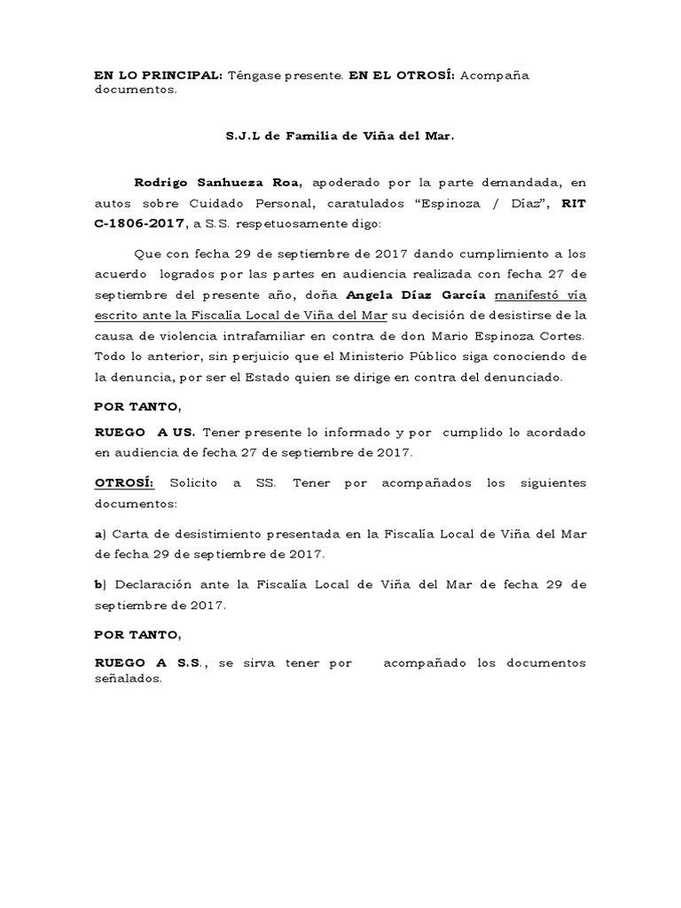 Tengase Presente. Acompaña Documentos. modelo