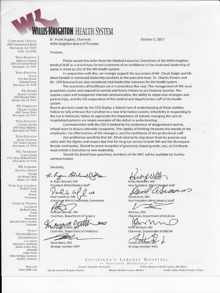 Willis Knighton Letter | PDF
