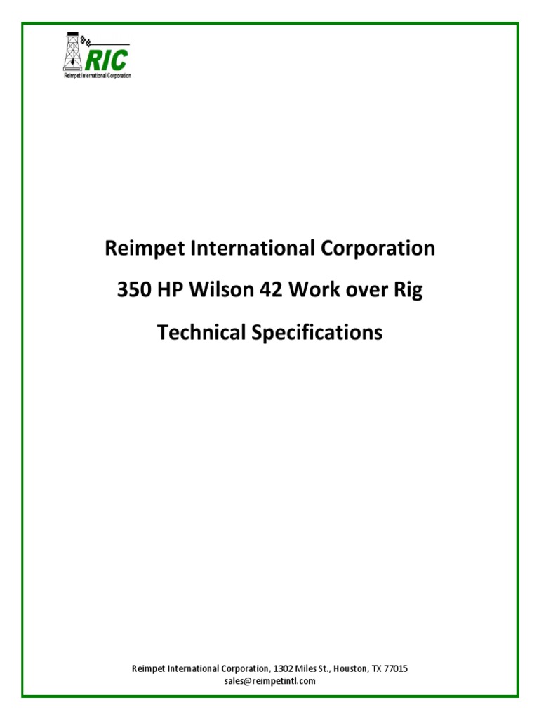 350 HP Wilson Workover Rig for Sale | PDF | Law | Home & Garden