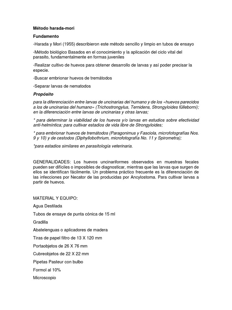 Método Harada | PDF | Heces | Agua