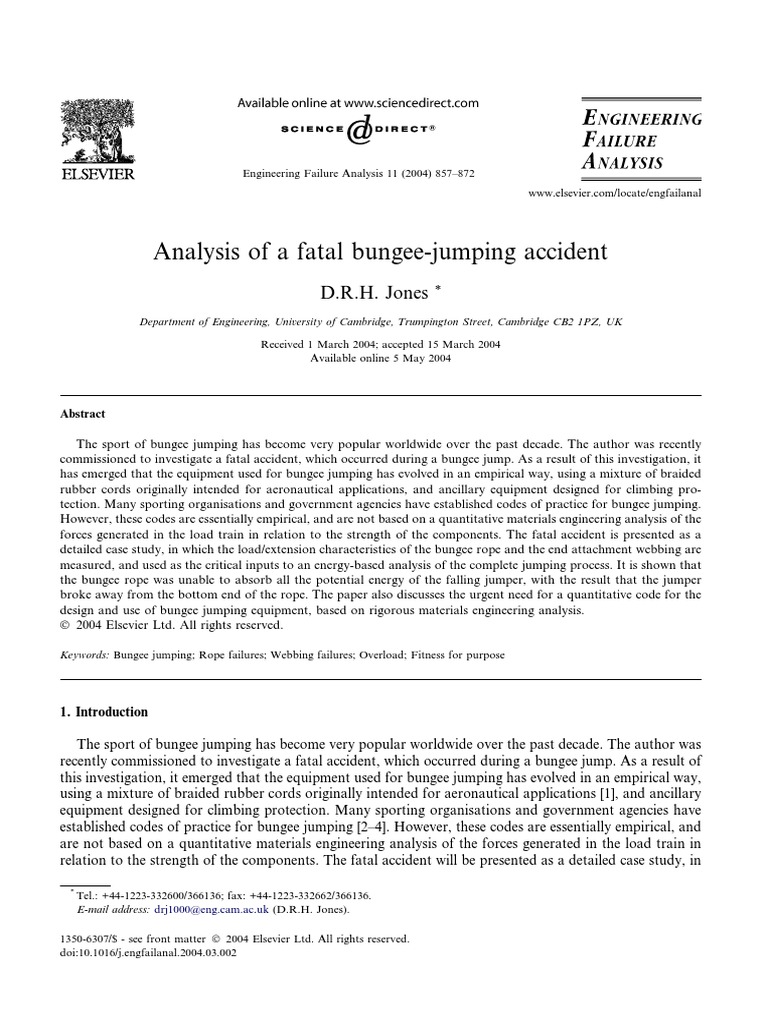 Bungee Jumping Fatality Analysis | PDF | Rope | Structural Load