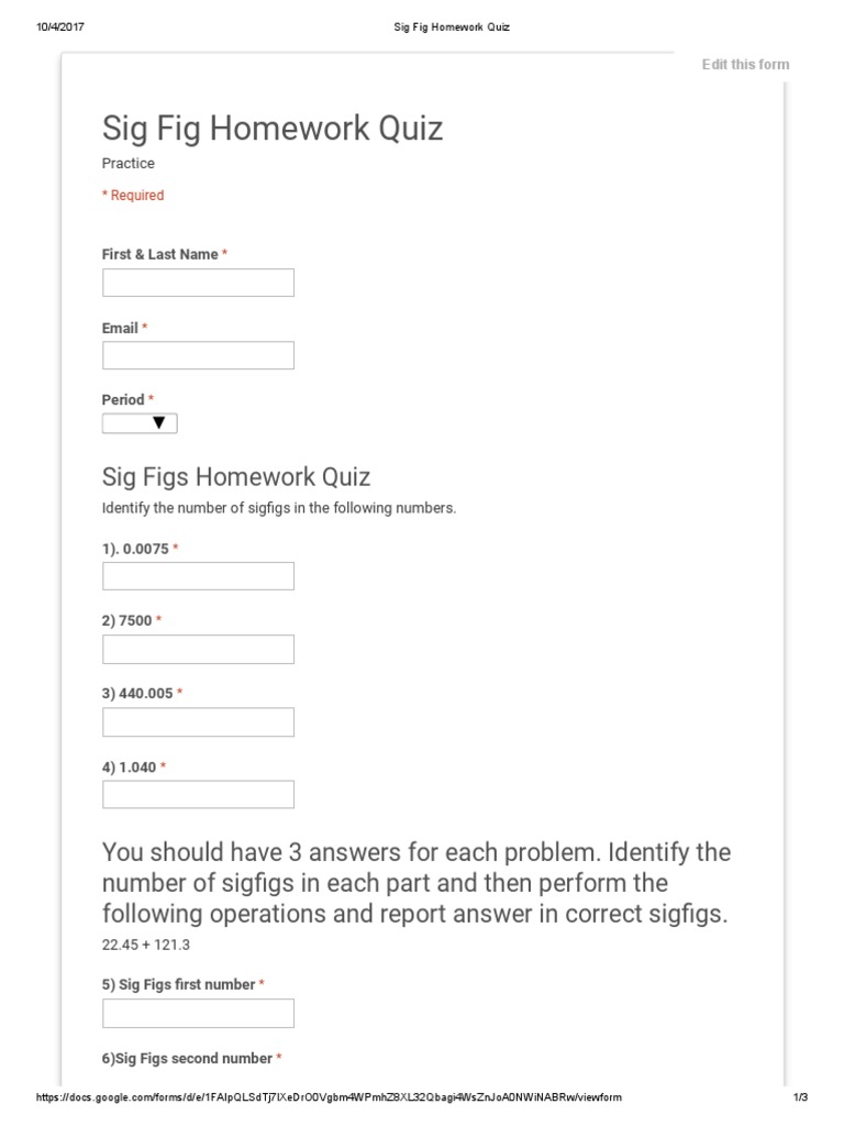 Sig Fig Homework Quiz | PDF | Computing And Information Technology