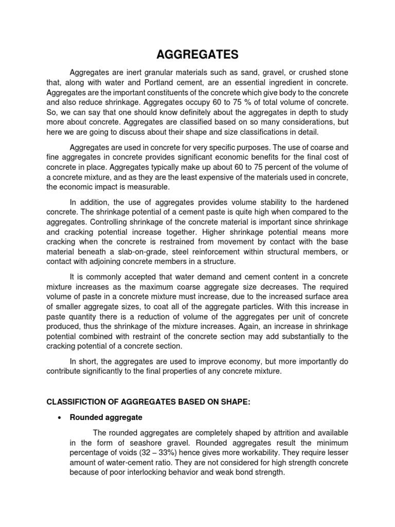 Aggregates: Classifiction of Aggregates Based On Shape | PDF ...