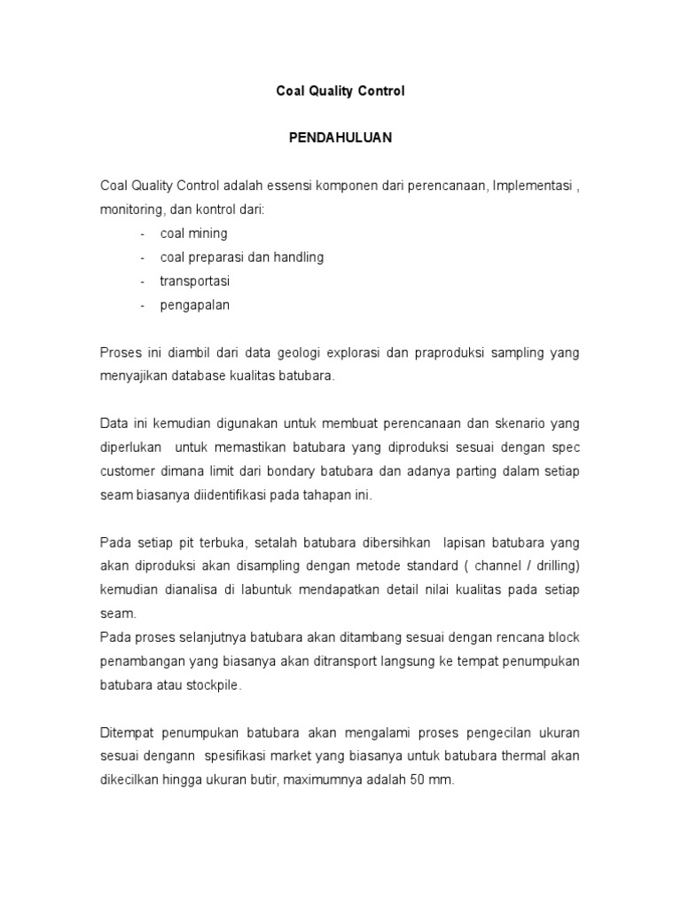 Coal Quality Control | PDF