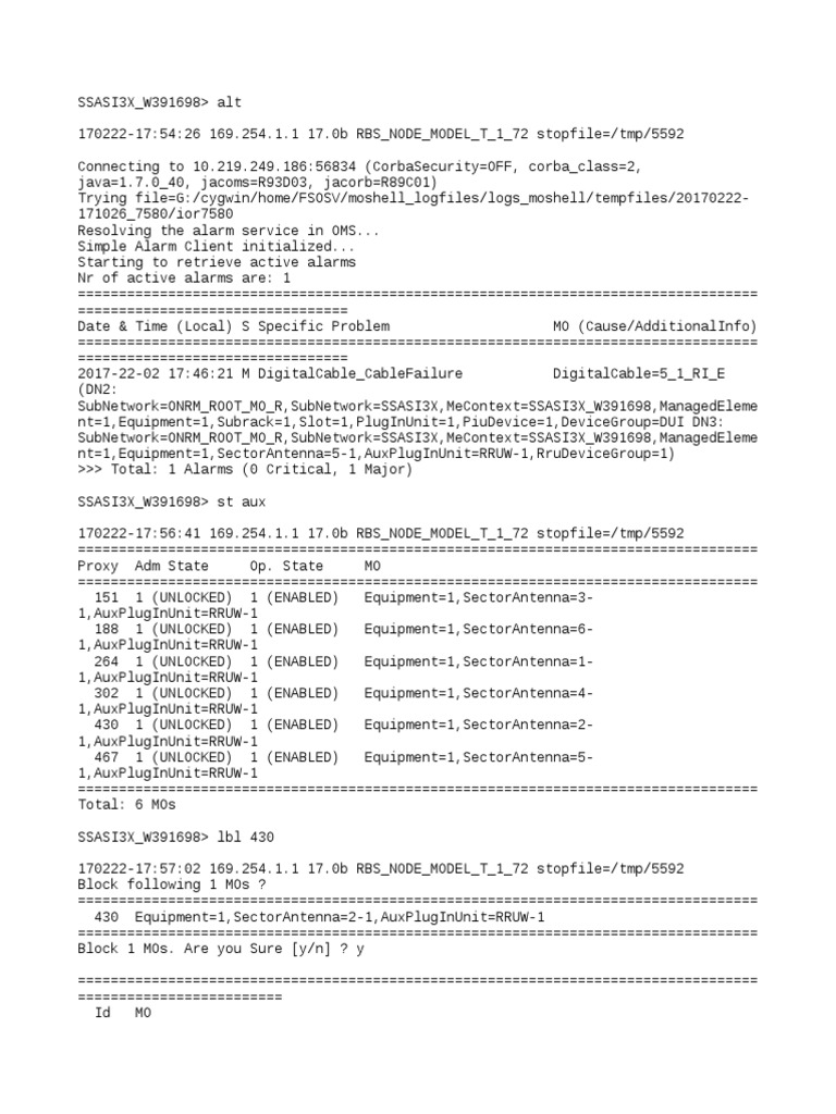 Resetear RRU - Moshell | PDF | Computing