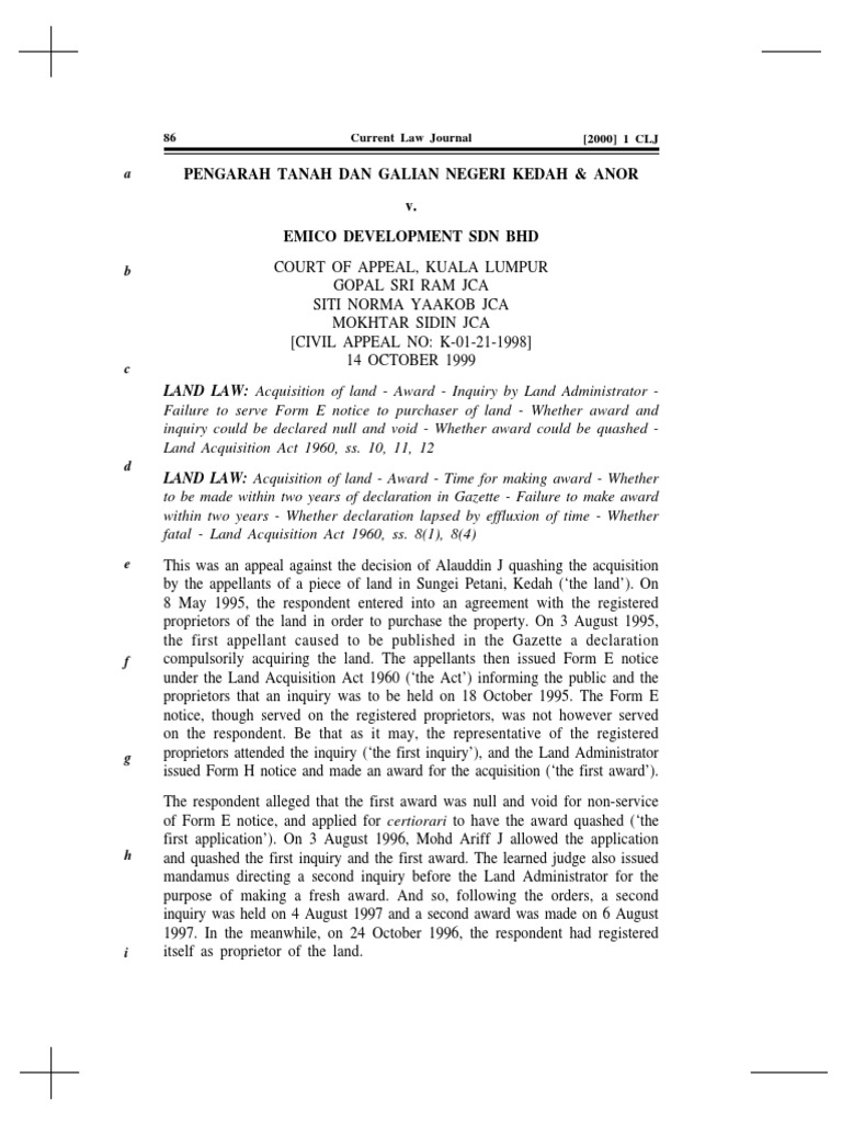 Pengarah Tanah Dan Galian Negeri Kedah & Anor V Emico Development SDN ...