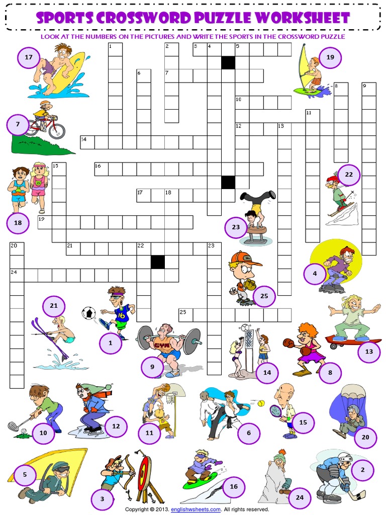 Sports Vocabulary Criss Cross Crossword Puzzle Worksheet PDF | PDF ...