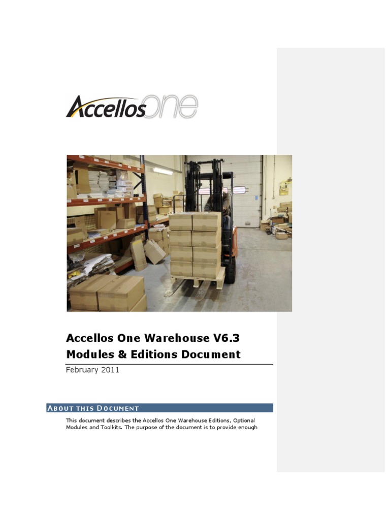 Accellos One Warehouse V6.3 Modules Editions Document PDF | PDF ...