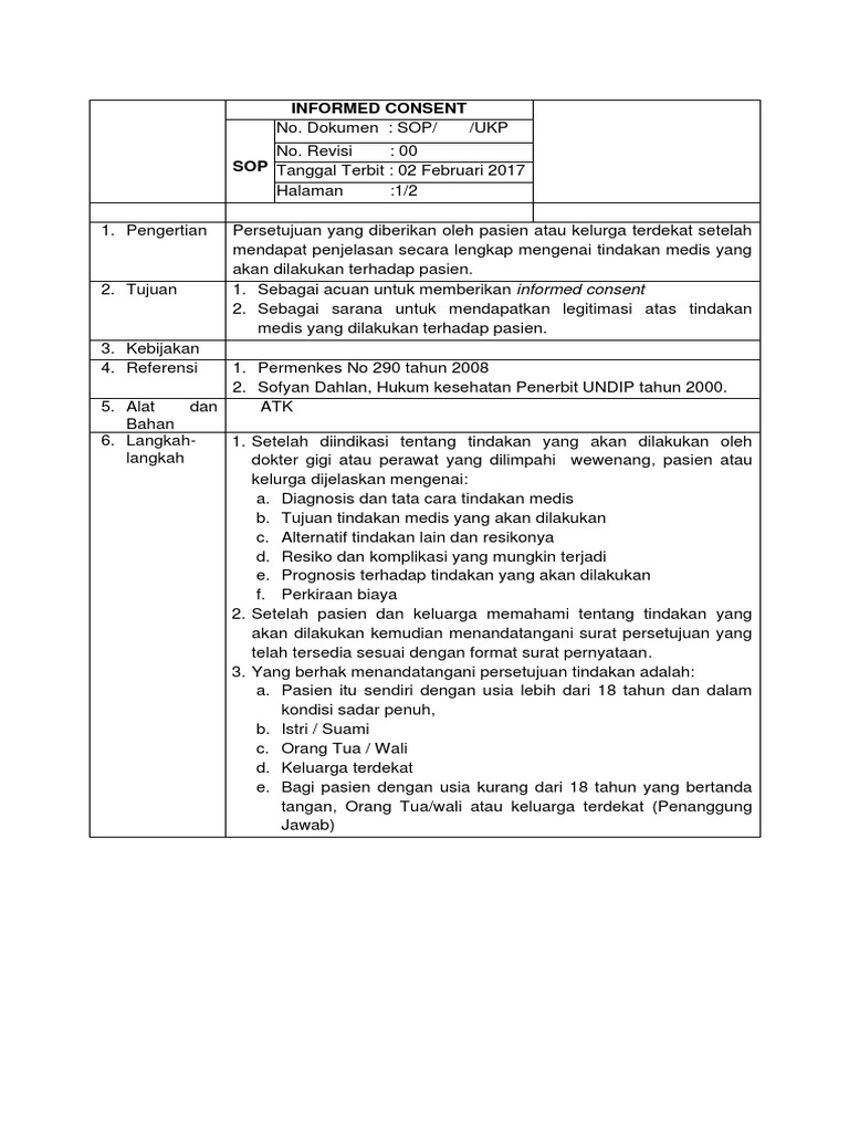 Informed Consent: Prosedur dan Kebijakan | PDF