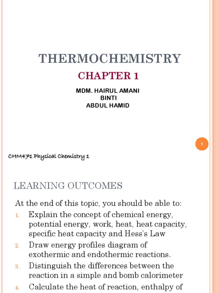 Chapter 1 Thermochemistry | PDF | Calorimetry | Heat