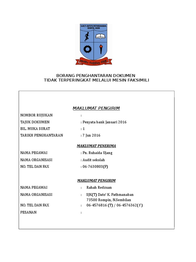 Borang Fax | PDF | Pengelolaan Keuangan & Uang