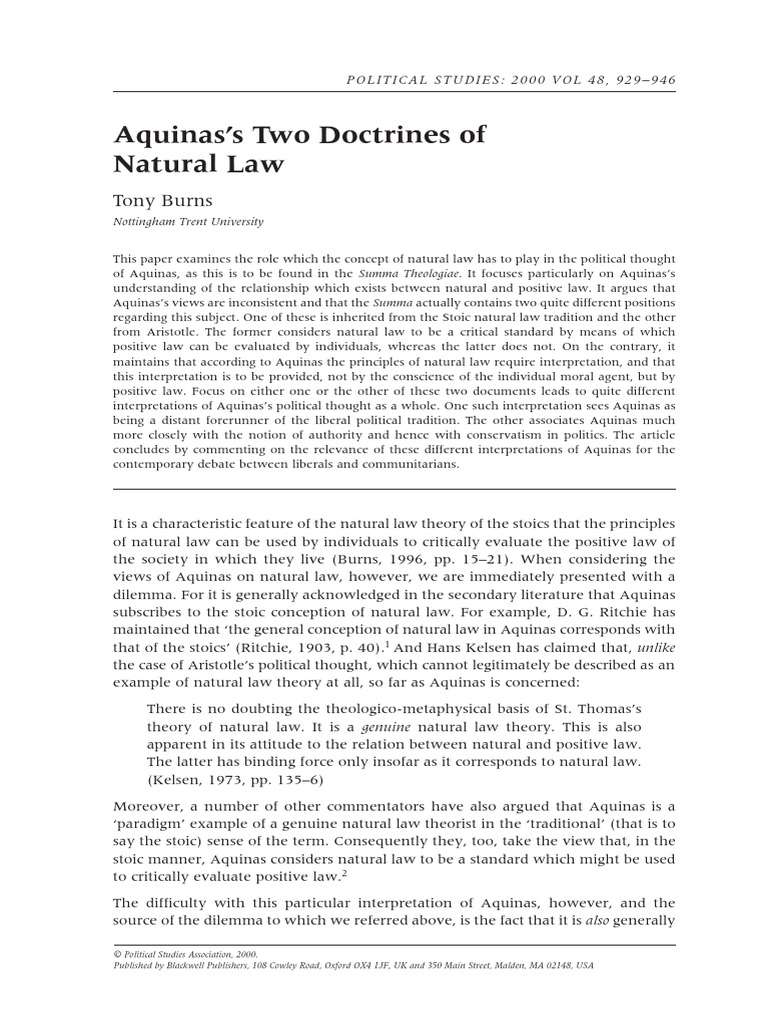 Aquinas Natural Law Pdf Pdf Natural Law Thomas Aquinas