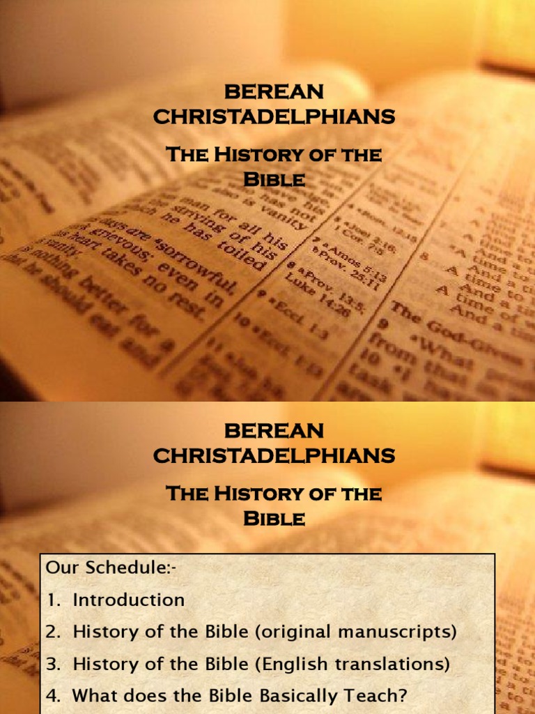 Berean Christadelphians The History of The Bible | PDF | Righteousness ...