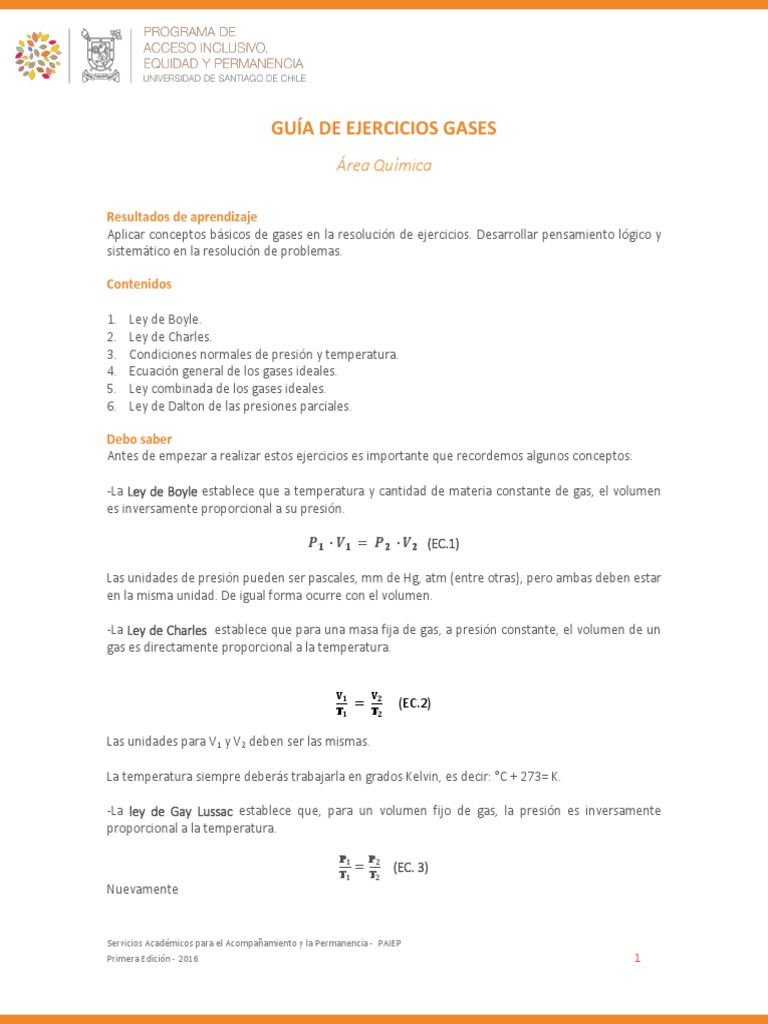 Guía Gases Ejercicios Resueltos PDF | PDF | Gases | Fases de la materia