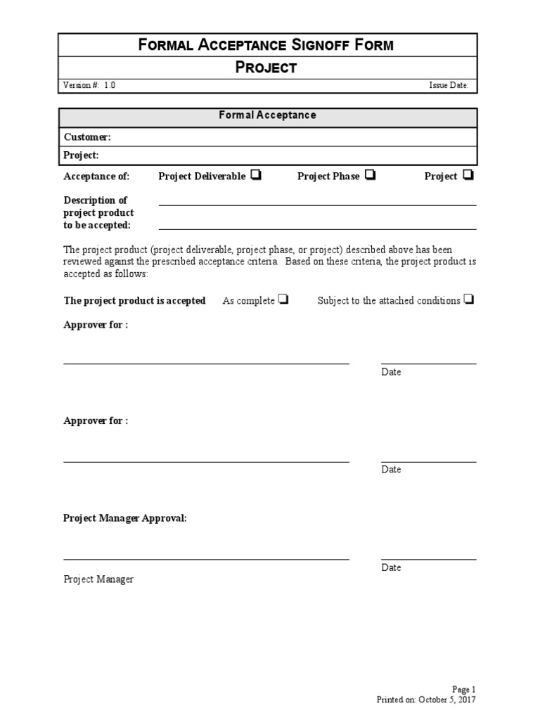 Projectacceptanceform | PDF