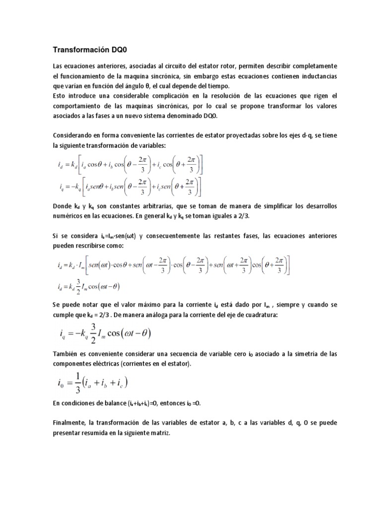 Transformación DQ0 | PDF | Energia electrica | Corriente eléctrica