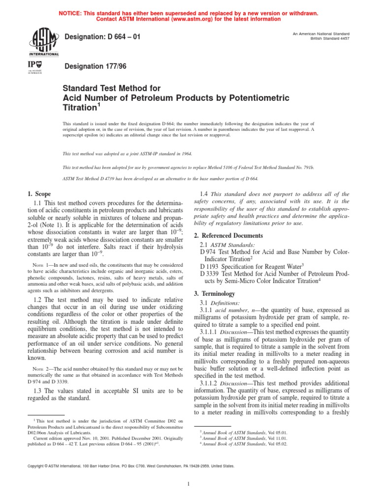 Norma ASTM D 664 | PDF | Titration | Chemistry