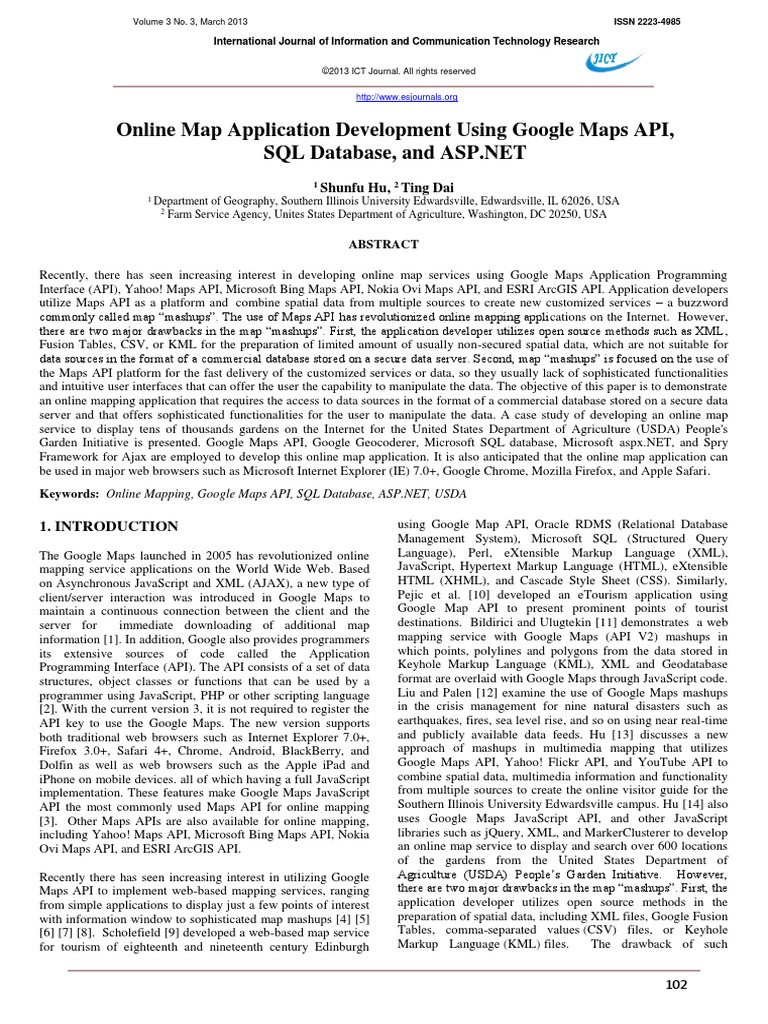 Online Map Application Development Using Google Maps API, SQL Database ...