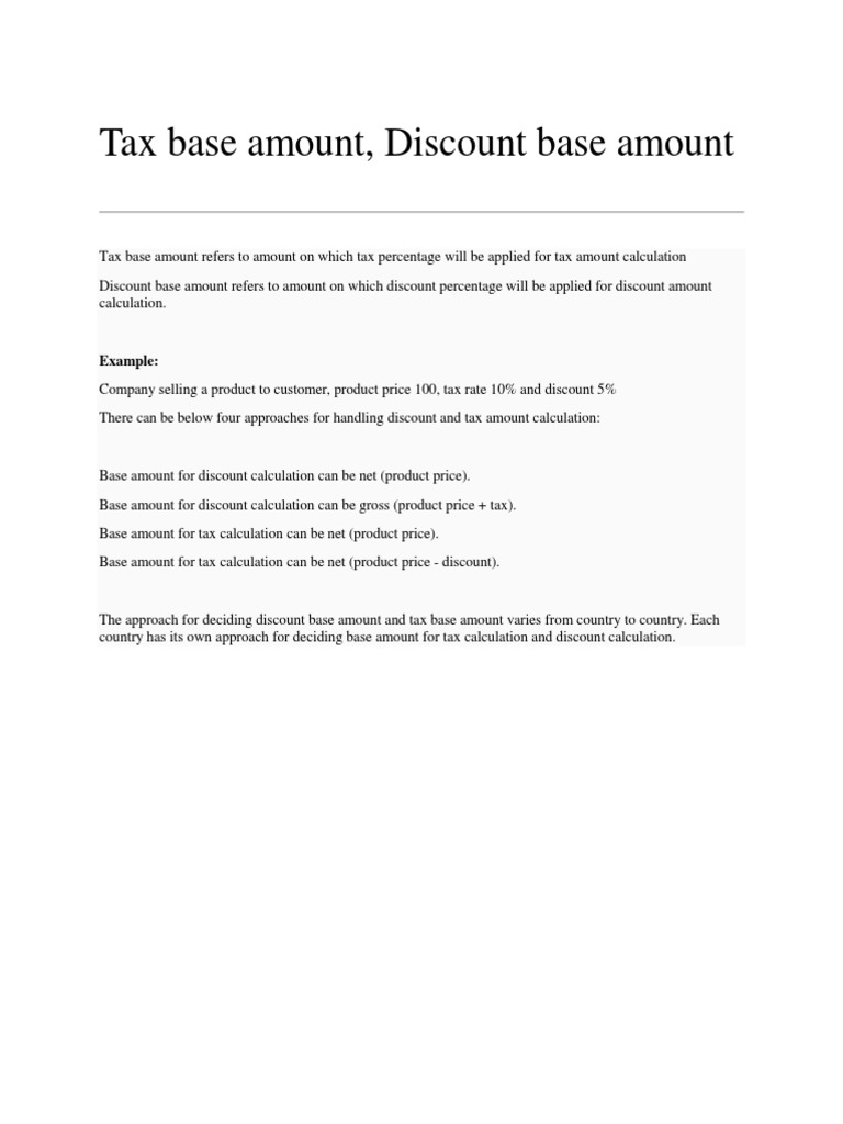 Tax and Discount Base Amounts Explained | PDF