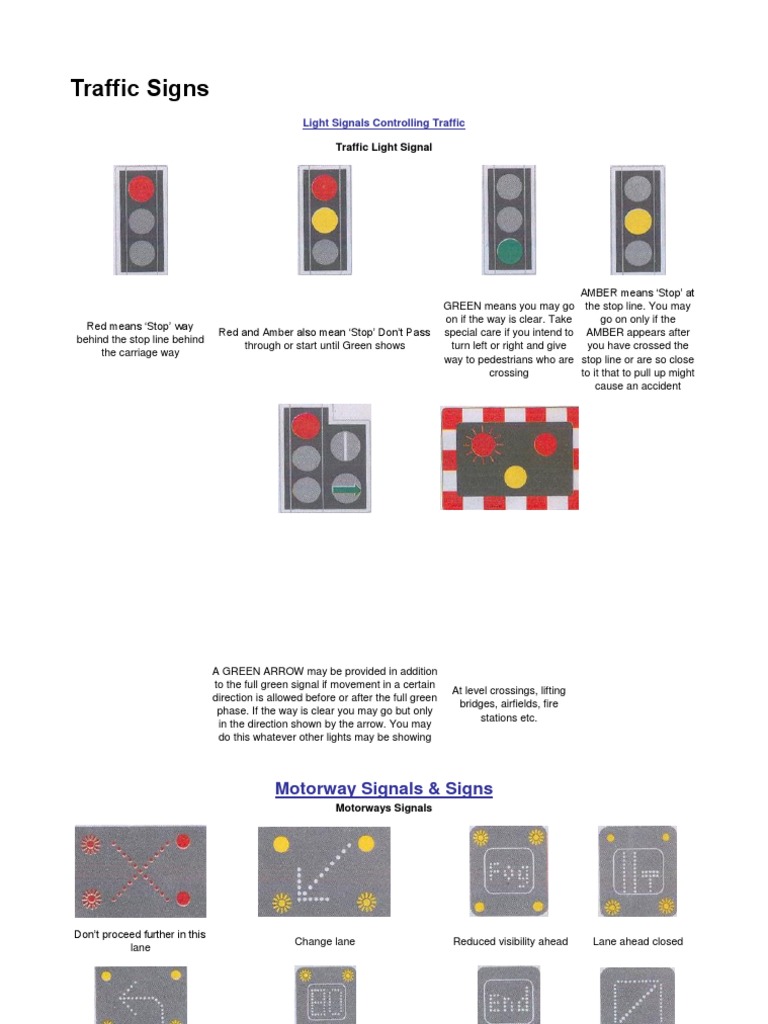 Traffic Signs: Light Signals Controlling Traffic | PDF | Traffic ...