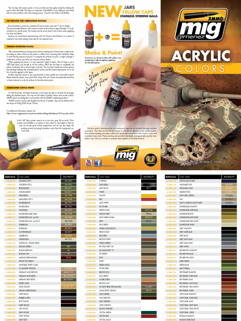 MiG AMMO Acrylic Paint Chart | Paint | Art Media