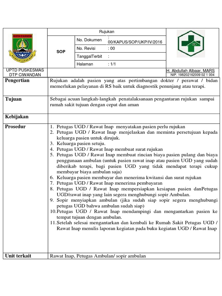 Sop Rujukan Ugd | PDF