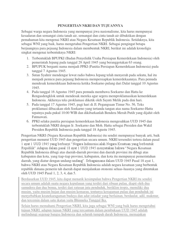 Pengertian Nkri Dan Tujuannya | PDF Pengertian Nkri Dan Tujuannya | PDF
