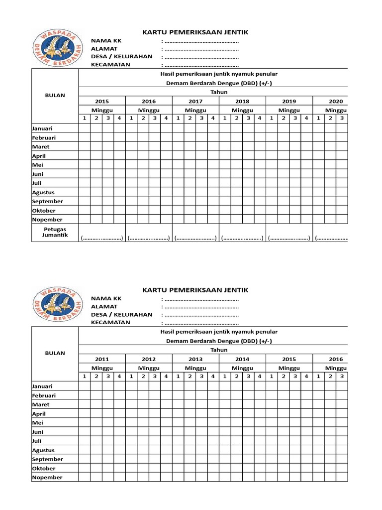 Kartu Pemeriksaan Jentik | PDF