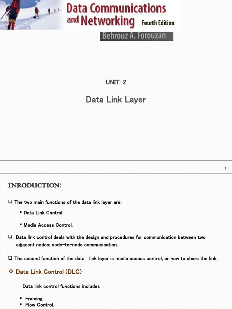 Data Link Layer: UNIT-2 | PDF | Error Detection And Correction | Transmission Control Protocol