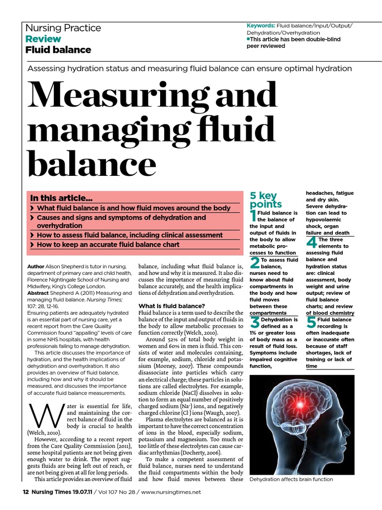 Measuring and Managing Fluid Balance PDF | PDF | Dehydration | Medical ...