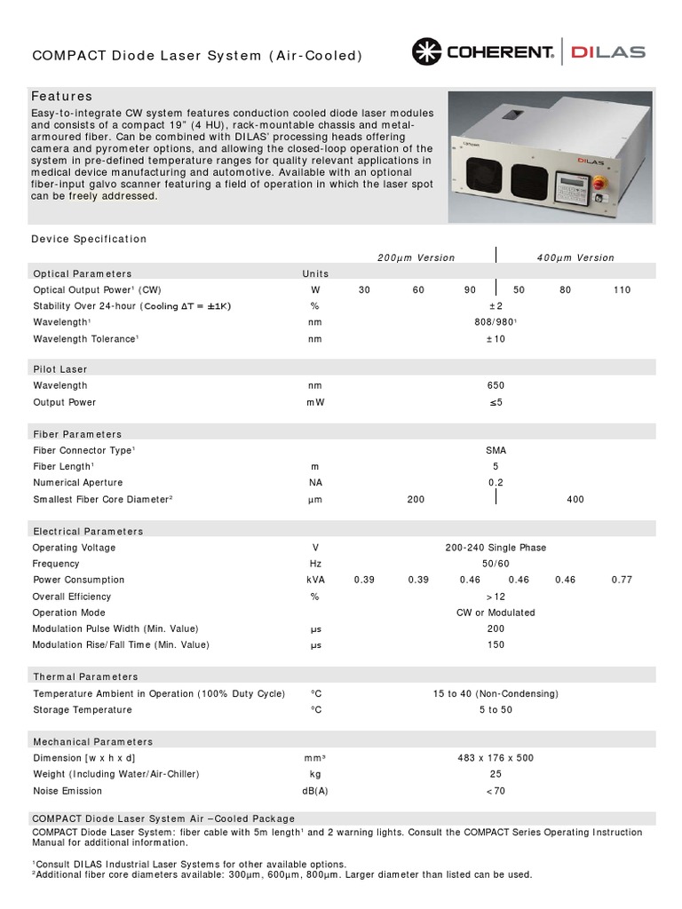 Cohr Dilas Compact Ac PKG | PDF | Optical Fiber | Laser
