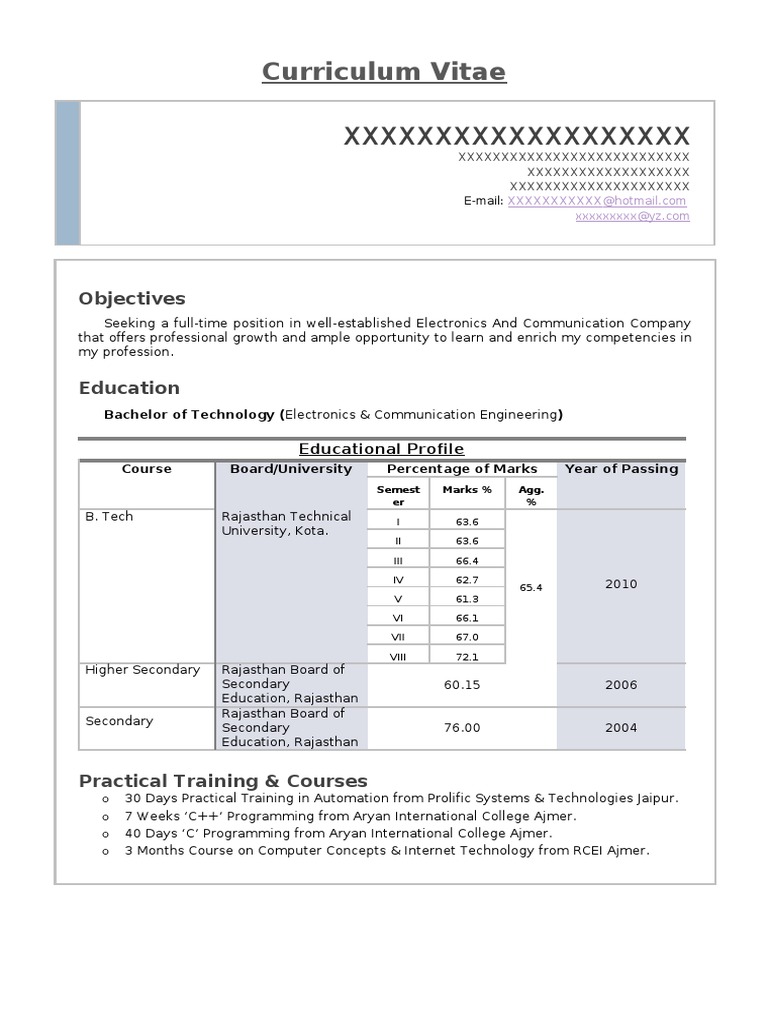 Resume B Tech Fresher Electronics | PDF | Communication | Computing