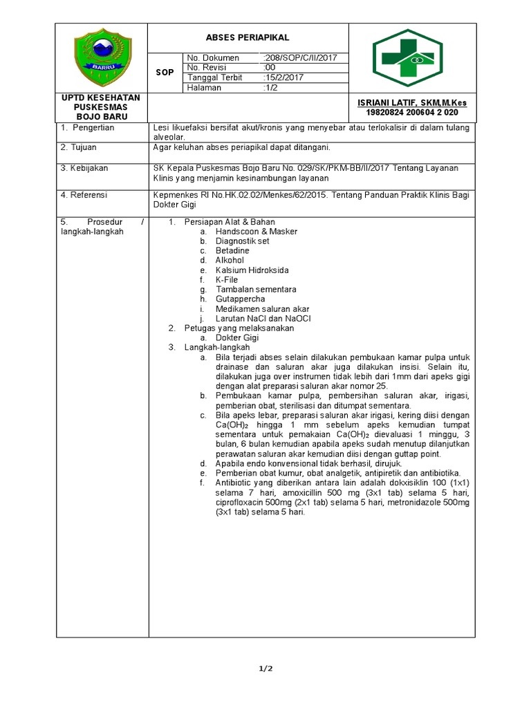 Sop Abses Periapikal | PDF