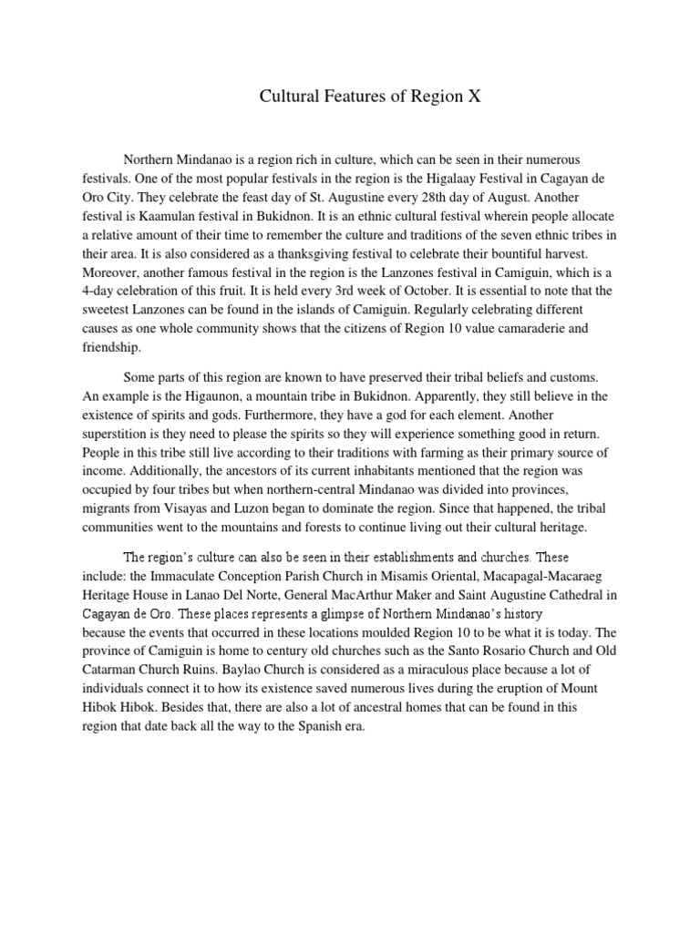 Cultural Features of Region X | PDF | Mindanao | Religion And Belief