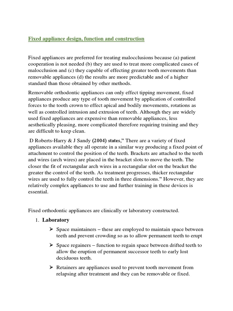 Components of Fixed Orthodontic Appliances | PDF | Orthodontics ...