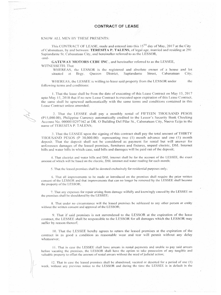 Lease Contract | PDF