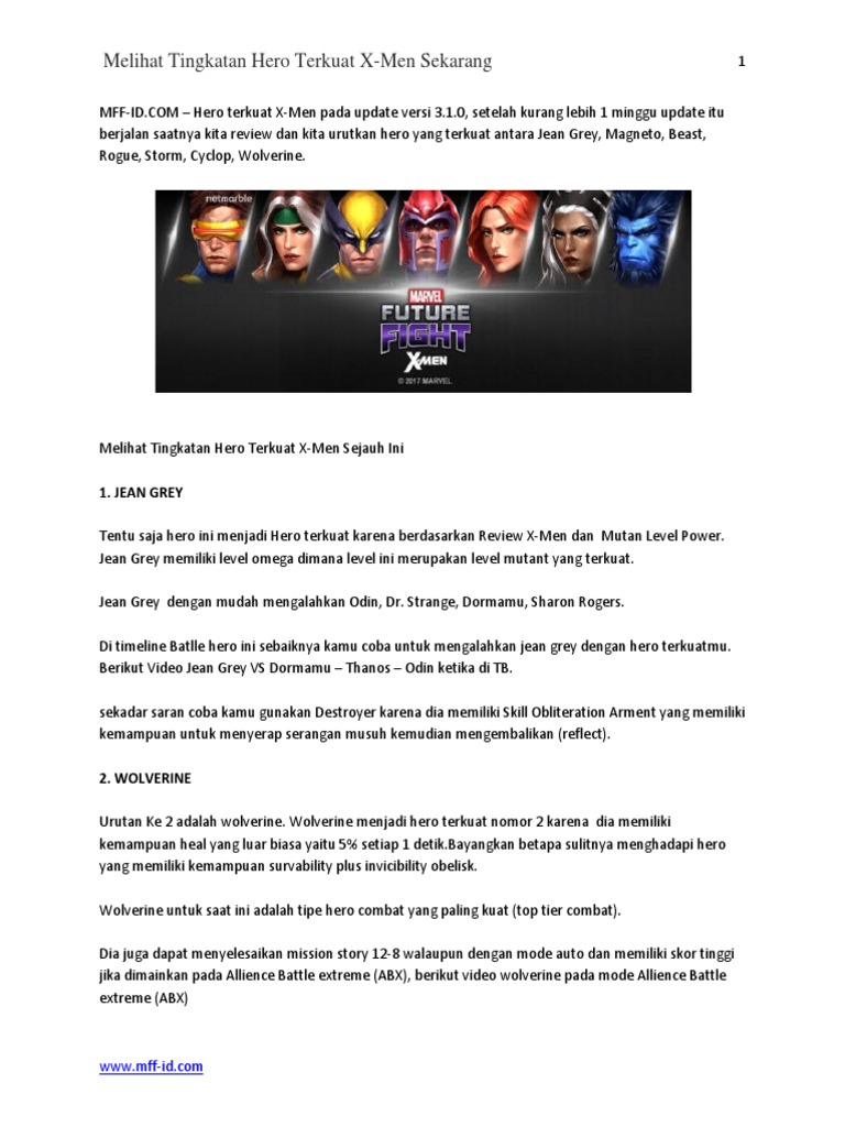 Melihat Tingkatan Hero Terkuat X-Men Sekarang | PDF | Sejarah