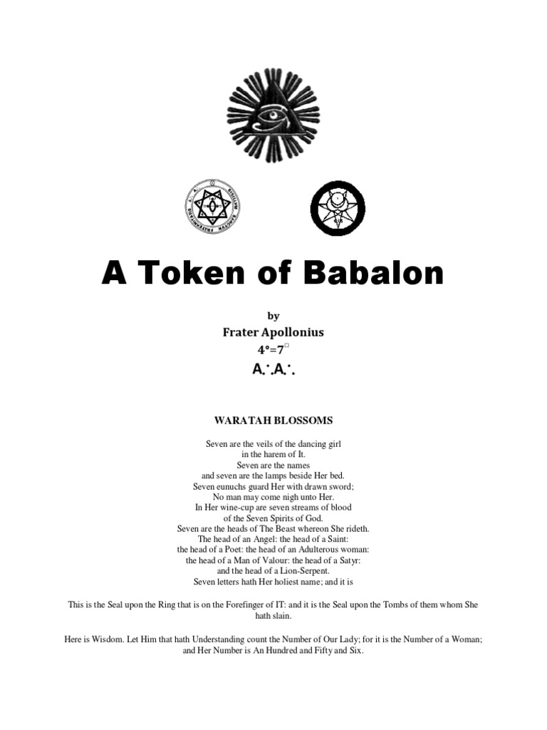 Frater Apollonius - A Token of Babalon | PDF | Religious Belief And Doctrine | Mythology