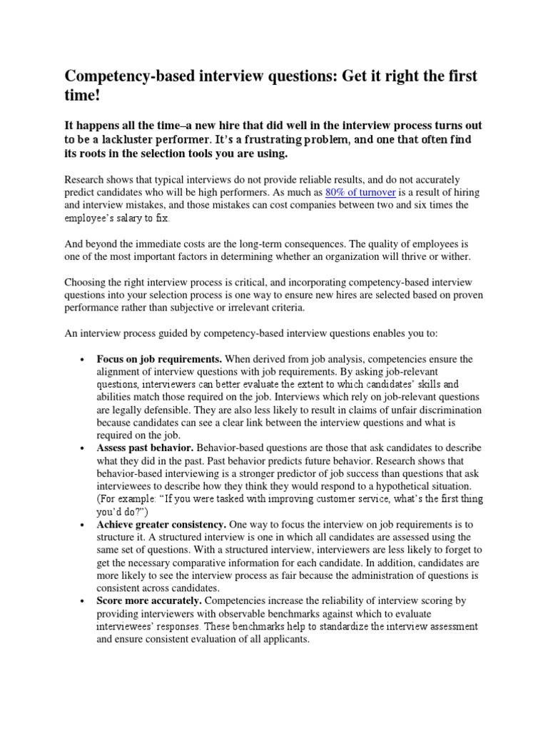 Competency-Based Interview Guide | PDF | Career & Growth | Business