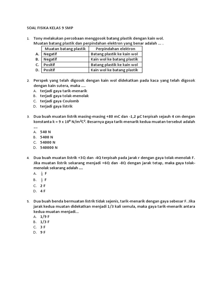Soal Fisika Kelas 9 SMP Smart Solution | PDF