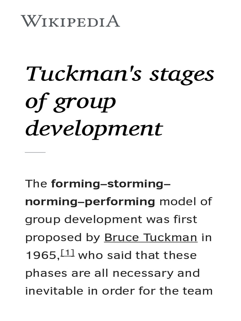 Tuckman's Stages of Group Development | PDF | Social Psychology ...