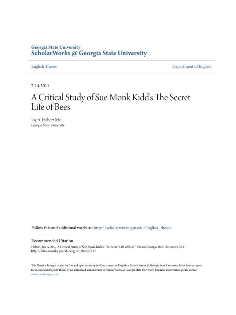 A Critical Study of Sue Monk Kidds The Secret Life of Bees | PDF