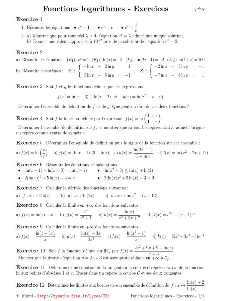Cours Logarithme Exercices | PDF | Tremblements de terre | Logarithme