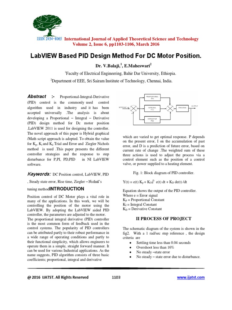 LabVIEW Based PID Design Method For DC Motor Position | Download Free PDF | Systems Theory ...